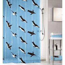 Kleine Wolke Duschvorhang Penguin Breite 180 cm, Höhe 200 cm, blau