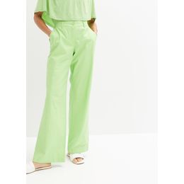 bonprix Webhose aus Leinen-Baumwoll-Mix, gr&uuml;n, Gr.42, Weite Hose mit nachhaltigem Leinen und komfortabler Leibh&ouml;he, aus Leinen