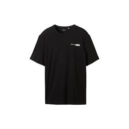 Tom Tailor Herren T-Shirt mit Logo Print, schwarz, Logo Print, Gr. M
