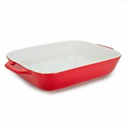 Intirilife Auflaufform Backform Porzellan in Rot mit 26 x 17 x 5 cm Größe - Für den täglichen Gebrauch in der Küche ob Zuhause im Restaurant Hotel oder für eine