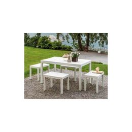 Gartentisch Vasto, Rechteckiger Esstisch, Mehrzweck-Gartentisch für den Innen- und Außenbereich, 100 % Made in Italy, Cm 138x78h72, Weiß