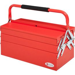 DURHAND - Werkzeugkasten Werkzeugkoffer mit 5 Fächern 45 x 22,5 x 34,5cm Stahl Rot - Rot