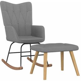 MAISONCHIC Schaukelstuhl mit Hocker Relaxstuhl Liegesessel Stoff Dunkelgrau DE50971