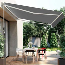 245 cm x 200 cm Gelenkarmmarkise für Sonnenschutz & Regenschutz, Balkonmarkise mit Handkurbel,Terrassenmarkise aus Aluminium, Einziehbare