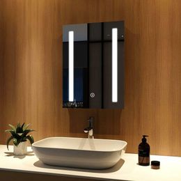 Meykoers LED Badspiegel 50x70cm Wandspiegel Badezimmerspiegel mit Beleuchtung Lichtspiegel Kaltweiß 6500K Lichtspiegel ohne Wand-Schalter