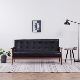 3-Sitzer-Sofa Couch Wohnzimmersofa - Schwarz Kunstleder BV908070 - BonneVie