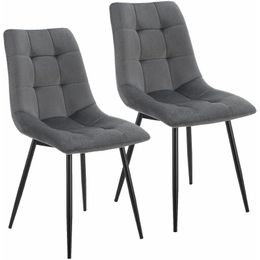 Juskys - Esszimmerstühle Blanca 2er Set - Samt Stühle gepolstert - Stuhl für Esszimmer, Küche & Wohnzimmer - modern, belastbar bis 120 kg Dunkelgrau