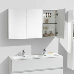 Spiegelschrank Bad 120 cm montiert Hochglanz weiß siena