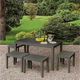 Altri - Outdoor-Lounge-Set Sanremo, Gartenset mit 1 rechteckigem Tisch und 4 Bänken, Picknickset für drinnen und draußen, 100 % Made in Italy,