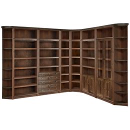 Bücherregal Home Affaire "Soeren" Regale Gr. H: 220 cm, 7 St., braun (dunkelbraun) Bücherregale aus massiver Kiefer, in 2 Höhen, Tiefe 29 cm, mit viel Stauraum