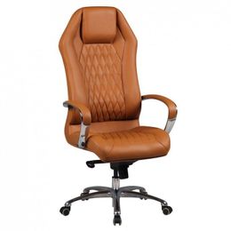 AMSTYLE Chefsessel Monterey Echtleder caramel Drehstuhl mit 3-Punkt-Multiblockwippmechanik