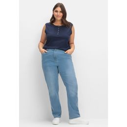 sheego Große Größen: Gerade Jeans mit elastischem High-Waist-Bund, blue Denim, Gr.52