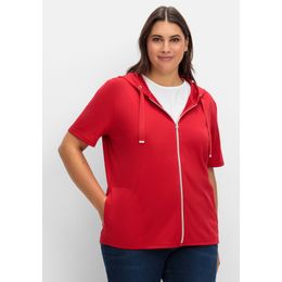 sheego Große Größen: Shirtjacke mit Kapuze und Reißverschluss, rot, Gr.56