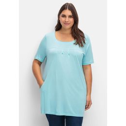 sheego Große Größen: Longshirt mit Taschen und Karreeausschnitt, aqua, Gr.46