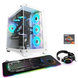 CSL Gaming-PC "Aqueon A56114 Advanced Edition" Computer Gr. Microsoft Windows 11 Home (64 Bit), 16 GB RAM 1000 GB SSD, weiß