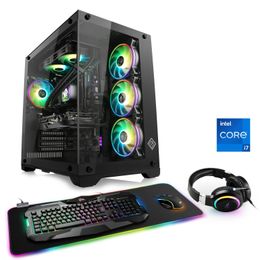 CSL Gaming-PC "Aqueon C77111 Advanced Edition" Computer Gr. Microsoft Windows 11 Home (64 Bit), 16 GB RAM 1000 GB SSD, schwarz Gaming PCs