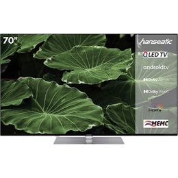 F (A bis G) Hanseatic QLED-Fernseher "70Q850UDS" Fernseher schwarz (silber, schwarz) LED Fernseher