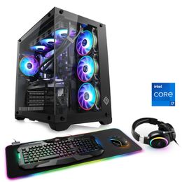 CSL Gaming-PC "Aqueon C77340 Advanced Edition" Computer Gr. Microsoft Windows 11 Home (64 Bit), 32 GB RAM 2000 GB SSD, schwarz Gaming PCs