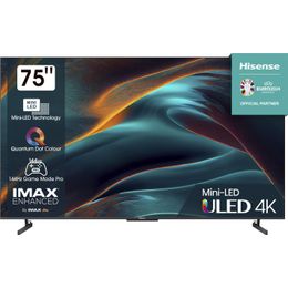 F (A bis G) HISENSE Mini-LED-Fernseher "75U7KQ" Fernseher grau (anthrazit) 4k Fernseher