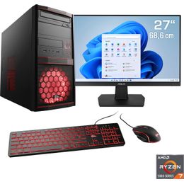 F (A bis G) CSL Gaming-PC-Komplettsystem "Sprint V28159" Computer-Komplettsysteme Gr. 16 GB RAM 1000 GB SSD, rot PC Sets