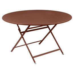 Fermob CARACTÈRE Tisch aus Stahlblech Ø128 cm Ockerrot Aluminium/Aluminium