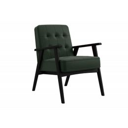 Andas Sessel Alvared, Wellenunterfederung für hohen Sitzkomfort, Buche-Massivholz in schwarz, grün