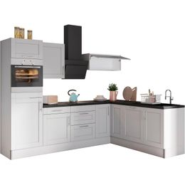 Optifit Küche Ahus, 200 x 270 cm breit, wahlweise mit E-Geräten, Soft Close Funktion, grau