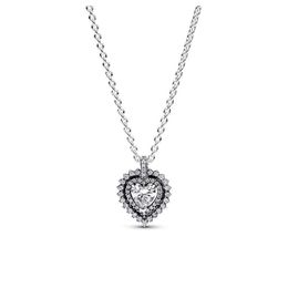 Pandora Silberkette Kette Funkelndes Halo Herz von Pandora aus 925er Silber