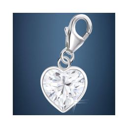 Goldene Hufeisen Charm Herz Herz Zirkonia Weiss Karabiner Charm Anhänger aus 925 Silber