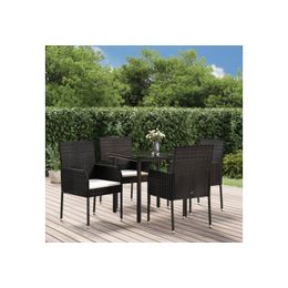 vidaXL Garten-Essgruppe mit Kissen Poly Rattan