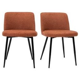 Miliboo Stühle Stoff mit strukturiertem Samteffekt in Rostbraun und schwarze Metallfüße (2er-Set) MONTI