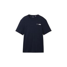 Tom Tailor Herren T-Shirt mit Logo Print, blau, Logo Print, Gr. S