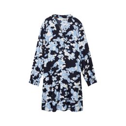 Tom Tailor Damen Kleid mit Livaeco by Birla Cellulose™, blau, Blumenmuster, Gr. 40