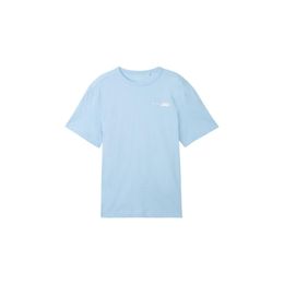 Tom Tailor Herren T-Shirt mit Logo Print, blau, Logo Print, Gr. XXXL
