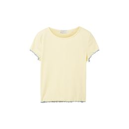 Tom Tailor Denim Damen Ripp T-Shirt mit Bio-Baumwolle, gelb, Uni, Gr. XXL