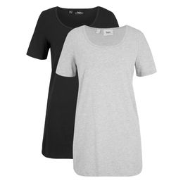 bonprix Basic Long-T-Shirt 2er-Pack, Kurzarm