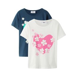 bonprix Mädchen T-Shirt (2er Pack) aus Bio-Baumwolle