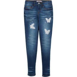 bonprix Mädchen Jeans mit Schmetterlings-Applikation