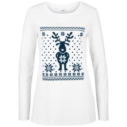 bonprix Baumwoll-Langarmshirt mit Weihnachtsmotiv