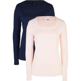 bonprix Langarmshirt mit Karree-Ausschnitt (2er Pack)