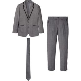 bonprix Anzug (3-tlg.Set): Sakko, Hose, Krawatte Slim Fit