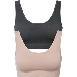 bonprix Geripptes Feel Comfort Seamless Bustier (2er Pack)