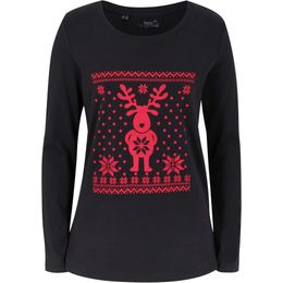 bonprix Baumwoll-Langarmshirt mit Weihnachtsmotiv