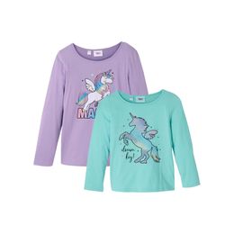 bonprix Mädchen Langarmshirt (2er Pack) aus Bio-Baumwolle