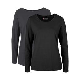 bonprix Langarmshirt mit Rundhalsausschnitt (2er Pack)