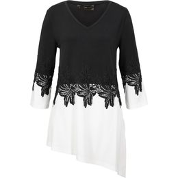 bonprix Longshirt mit asymmetrischem Schnitt und Spitze