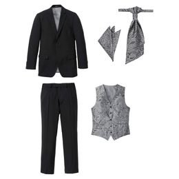 bonprix Anzug (5-tlg. Set): Sakko, Hose, Weste, Plastron, Einstecktuch