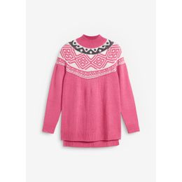 bonprix Norweger-Pullover mit Seitenschlitzen