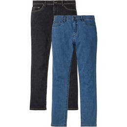 bonprix Regular Fit Stretch-Jeans, Straight mit recyceltem Polyester (2er Pack)