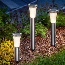 Modernes Solarleuchten 3er Set warmweiß Solarlampe Wegeleuchte Esotec 102479